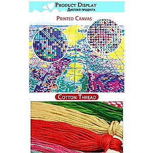 Joy Sunday Cross Stitch Kits Stamped Full Range of Embroidery Starter Kits for Beginners DIY 14CT 2 Strands -Wolf(Printed) 18.5×21.7 inch