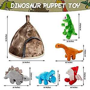 PASSIONFRUIT Stuffed Toy Dinosaur Animal Set – Set of 5 Dino Stuff Toy for Toddlers – with Volcano Zipper Carry Bag – Bright & Vibrant Plush Toy Set – Stuffed Dinosaur Toy for Kids –Easy to Carry