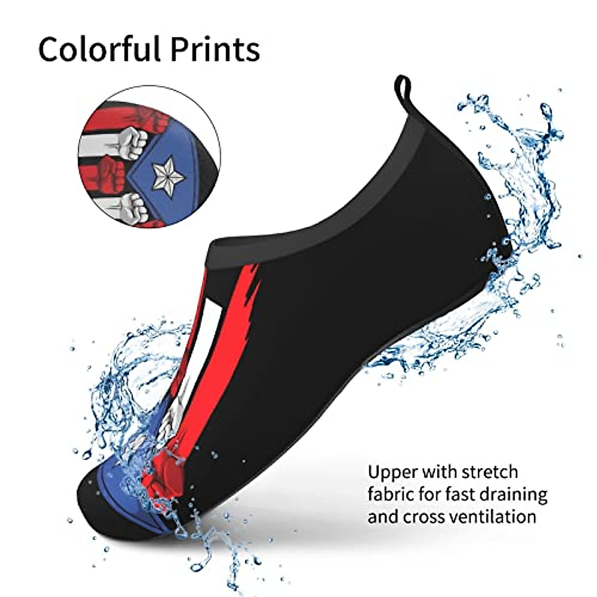 Puerto Rican Flag Logo Water Shoes Outdoor Exercise Water Shoes Adult Water Shoes Necessities for Men Women Water Games Black