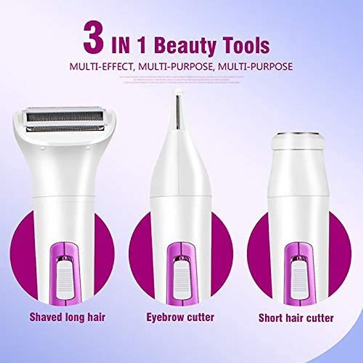 Electric Razor for Women, Nivlan Painless 2 in 1 Wet & Dry Lady Shaver for Women, Portable Waterproof Bikini Trimmer Body Hair Removal for Legs, Underarms, Armpit, Face (Rose Gold)