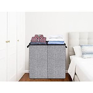 Pheswisom 150 L Extra Large Laundry Hamper with Lid, Double Laundry Hamper 2 Section with Removable Bags, Dirty Clothes Hamper for Storage Sorter, Dual Laundry Hamper for Bedroom, College, Dorm, Grey