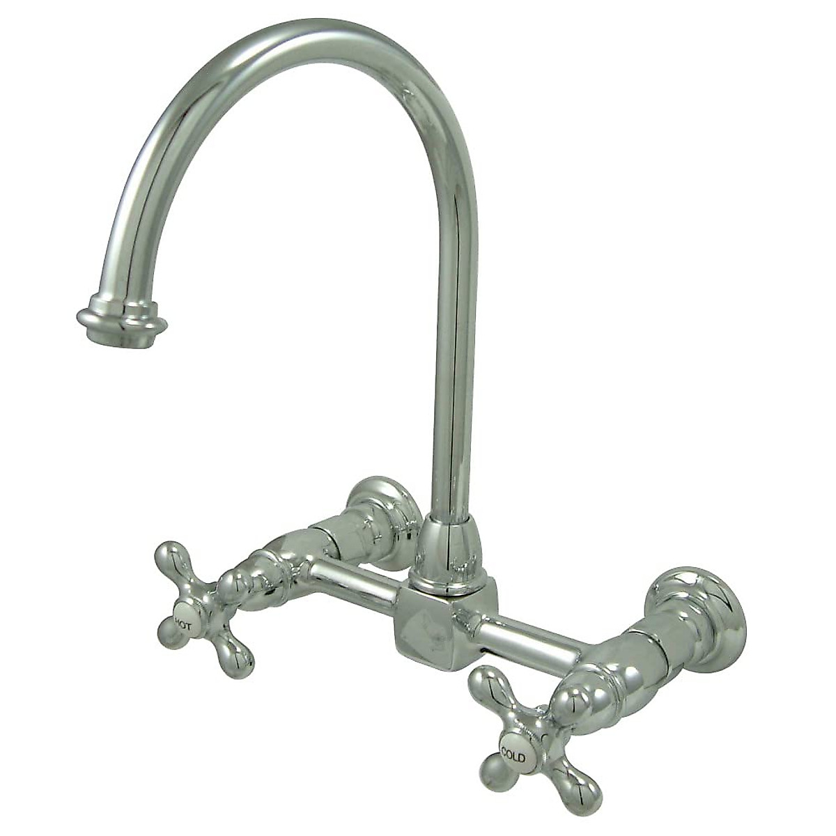 Kingston Brass KS1291AX Restoration Wall Mount Bridge Kitchen Faucet, Polished Chrome