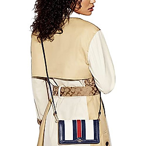 COACH Anna Foldover Clutch Crossbody Bag In Signature Jacquard With Stripes (Gold/Chalk Multi)