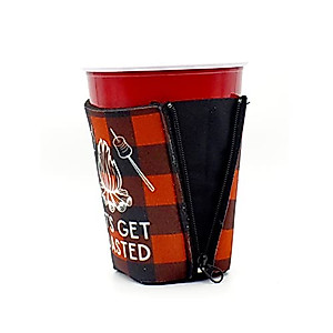 ZipSip Adjustable Koozies All in 1 - Reusable Can Cooler Insulated - Beer Coozies for Bottles, Cans Slim Cans - Iced Coffee Sleeve - Neoprene Drink cup sleeve (Let's Get Toasted, NOT MAGNETIC version)