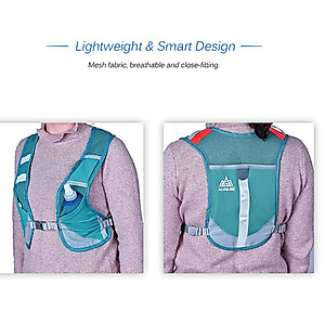 AONIJIE Marathon Running Vest Pack Water Hydration Backpack Outdoor Sport Bag Cycling Camping Climbing Rucksack (Blue+2pcs 250ml Bottles)