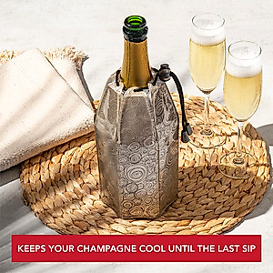 Vacu Vin Active Cooler Champagne Chiller - Reusable, Flexible Wine Bottle Cooler - Platinum, Gold - Champagne Cooler Sleeve For Standard Size Bottles - Insulated Champagne Bottle Chiller to Keep Cold