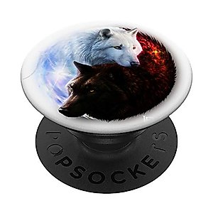Yin Yang Wolf Black & White Dog is God PopSockets Swappable PopGrip