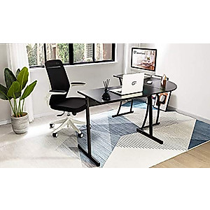 GreenForest L Shaped Gaming Desk 58.1 inch Home Corner Office Desk Writing Studying Computer Table PC Workstation for Home Office Bedroom, Black