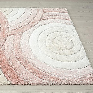 LUXE WEAVERS Pink 5x7 Shag Geometric Area Rug, Modern, Stain Resistant, Easy Indoor Rugs for Bedroom, Living Room