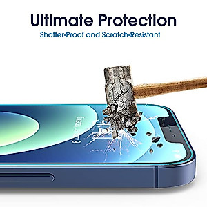 amFilm OneTouch Glass Screen Protector for iPhone 12 6.1"/ iPhone 12 Pro 6.1" with Easy Installation Kit, Tempered Glass, 2 Pack