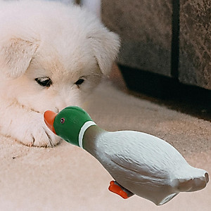 POPETPOP Dog Squeak Toy, Latex Duck Puppy Chew Toy Dog Teething Cleaning Toy Cute Dog Biting Toy Pet Mallard Duck Toy Interactive Plaything for Small Medium Dogs