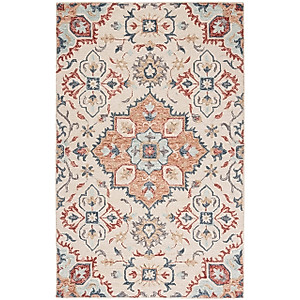 SAFAVIEH Metro Collection Accent Rug - 3' x 5', Beige & Rust, Handmade Wool, Ideal for High Traffic Areas in Entryway, Living Room, Bedroom (MET354B)