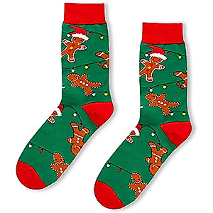 Zmart Funny Christmas Socks for Men Boys Holiday Socks Gingerbread Socks, Gingerbread Gifts Stocking Stuffers for Teen Boys Secret Santa Gifts Christmas Gifts 2 pairs