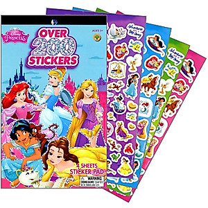 Disney Princess Series Sticker Book Over 200+ - Perfect for Gifts, Party Favor, Goodies, Reward, Scrapbooking, Stocking Stuffer, Children Craft, Classroom, School for Kids Girls, Boys, Toddlers