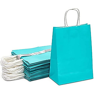 Sparkle and Bash Medium Teal Gift Bags with Handles for Party Favors, Merchandise Bags (36 Pack)