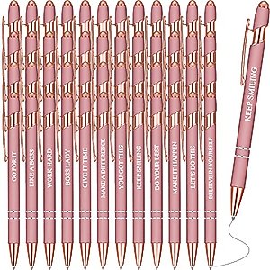48 Pcs Christian Ballpoint Pens Inspirational Pens Bible Pens Novelty Pens Bulk Pens Metal Stylus Pens Motivational Pens for Women Teacher Office Black Ink (Rose Gold, Ladies Style)