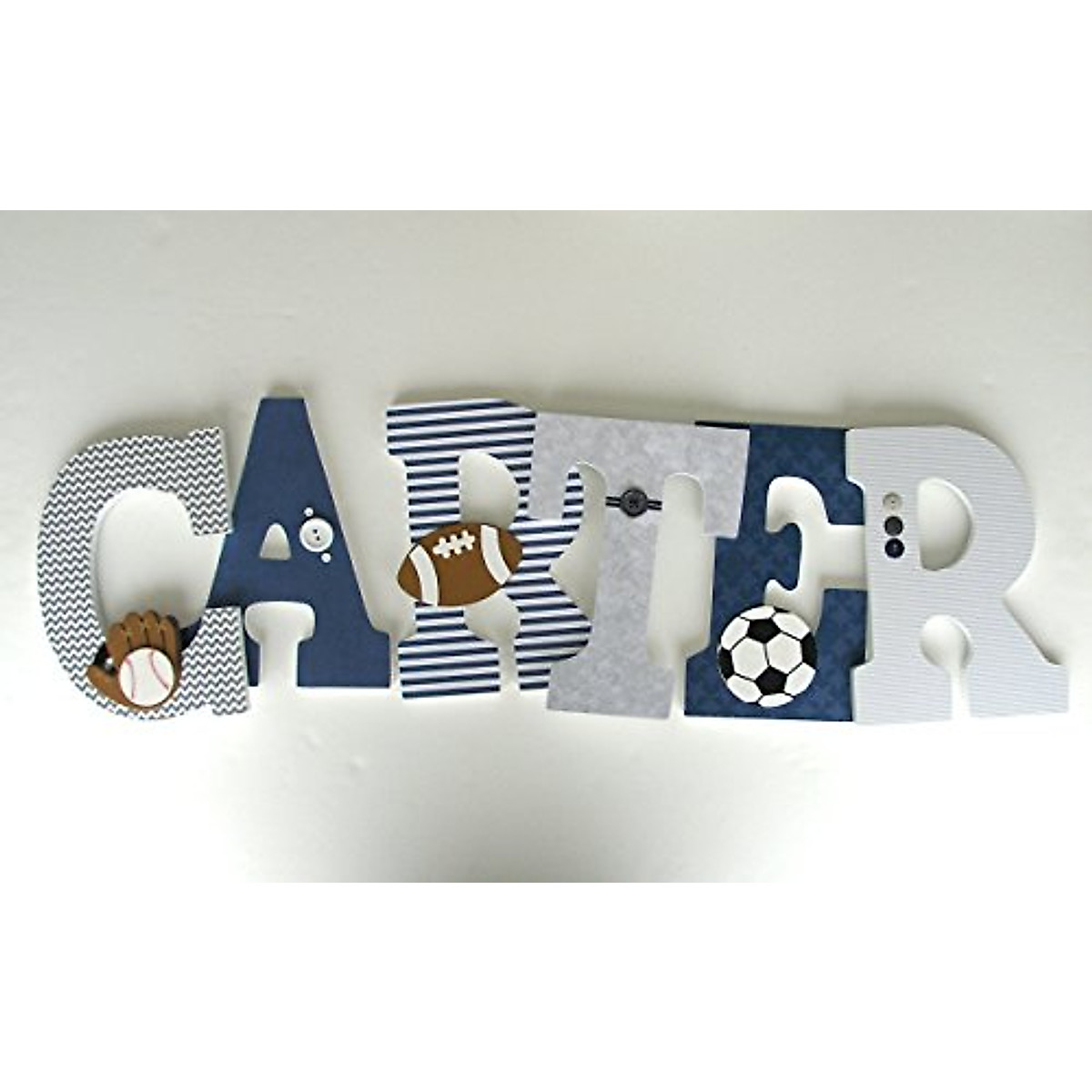 Navy Blue and Gray Custom Wooden Letters, Baby Boy Nursery Decor, Large 9 Inch Bedroom Decorations, Wood Name Art for Walls