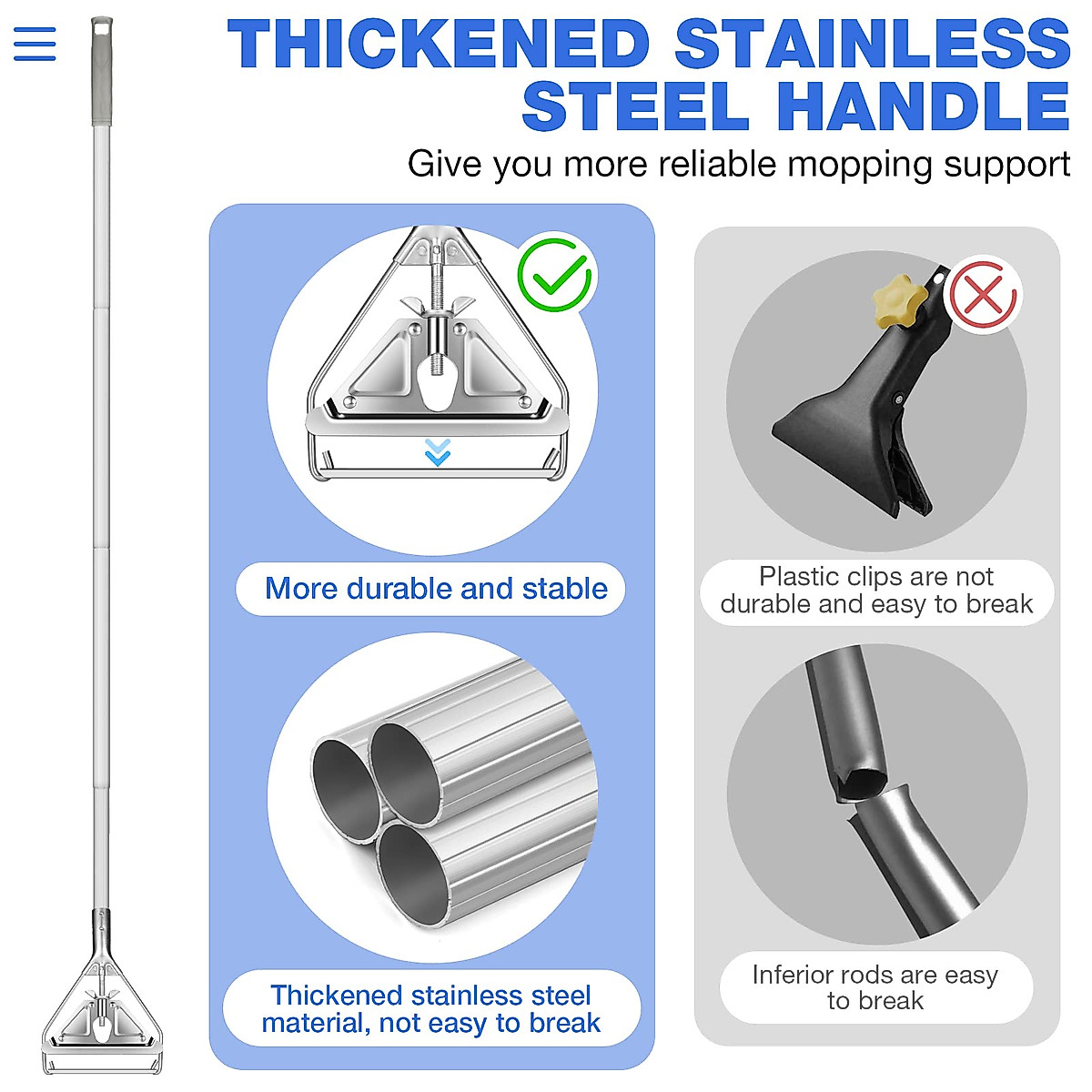 String Mop Heavy Duty for Floor Cleaning- Industrial Commercial Mop with 59inch Mop Handle, Wet Mop for Home,Garage,Office, Workshop, Warehouse Floor Cleaning