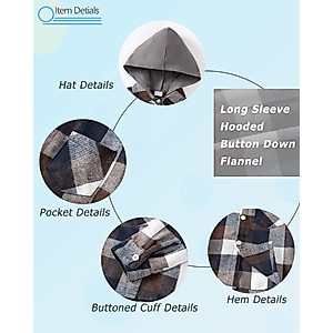 Toddler Boy Girls Clothes Plaid Long Sleeve Shirt Boys Collared Hooded Flannel Shirt Top Fall Jacket Outfits Yellow 2T 3T Button Down Shirt