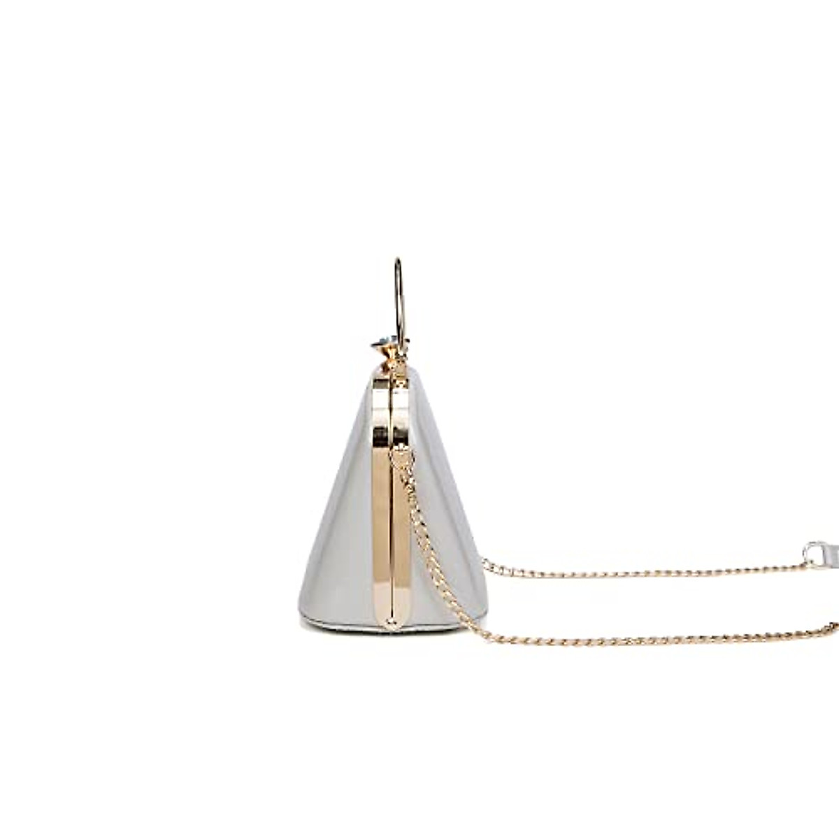 LA TERRE Patent Leather Evening Bag, Formal Clutch Purses for Women with Chain Strap