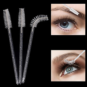 300 Pcs Disposable Mascara Wands, Crystal Spoolies Brush for Eyelash Extensions, Spooly Eyelash Eyebrow Brushes Lash Wand Applicator Makeup Kits (White)
