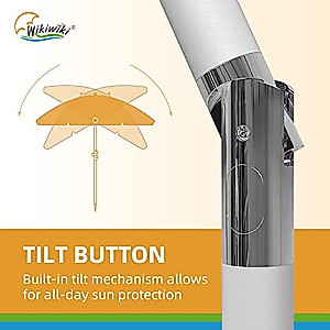 wikiwiki 7FT Beach Umbrella for Sand, Portable Sunshade Umbrella with Sand Anchor, Carry Bag, Push Button Tilt, Air Vents, SPF60+ Protection Sun Shelter for Sand and Outdoor Activities (Blue)