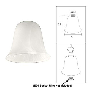 Anmytek 3 Pack Bell Shaped Alabaster Glass Lamp Shade, Lighting Fixture Accessory Lampshade Glass Replacement with 1-5/8-inch Opening Fitter, A00043