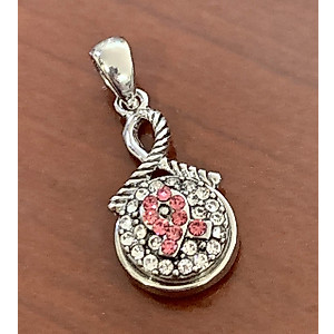 Interchangeable Mini Jewelry Pink Ribbon Cancer Awareness Pendant Holds 12mm Snaps My Prime Gifts