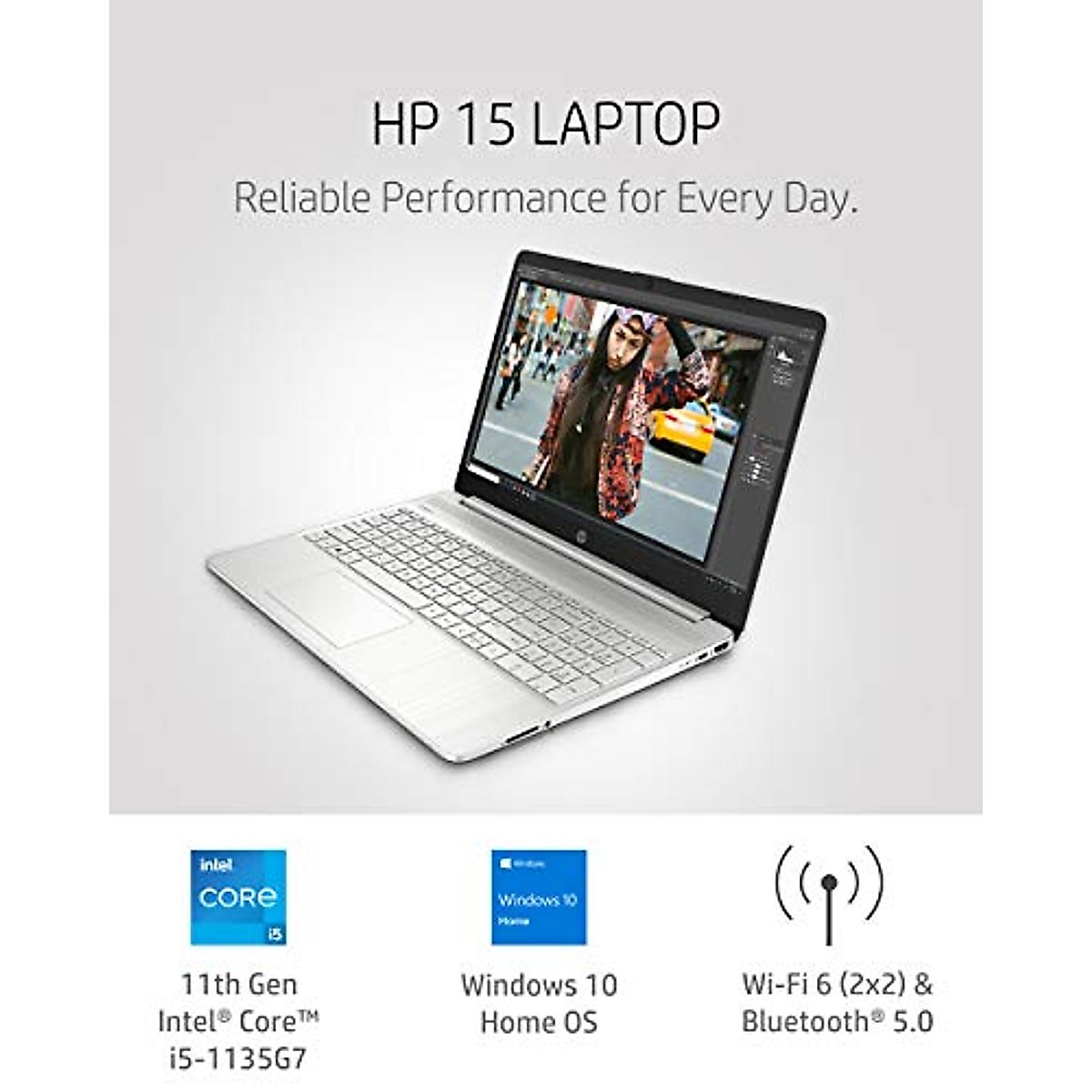 HP 15 Laptop, 11th Gen Intel Core i5-1135G7 Processor, 8 GB RAM, 256 GB SSD Storage, 15.6” Full HD IPS Display, Windows 10 Home, HP Fast Charge, Lightweight Design (15-dy2021nr, 2020)