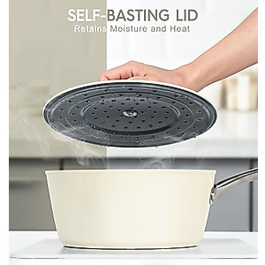 MICHELANGELO Sauce Pan with Lid, Nonstick Ceramic Saucepans Set, 1.5Qt & 3Qt Sauce Pan Sets with Stainless Steel Handle, Non-Toxic, Induction Compatible, Oven Safe