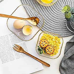 TOSSOW Square Glass Mixing Bowl Set of 2, Serving Bowls All Purpose Transparent Salad Bowls, Condiment Bowls for Fruit, Snacks, Sauces, Popcorn and More