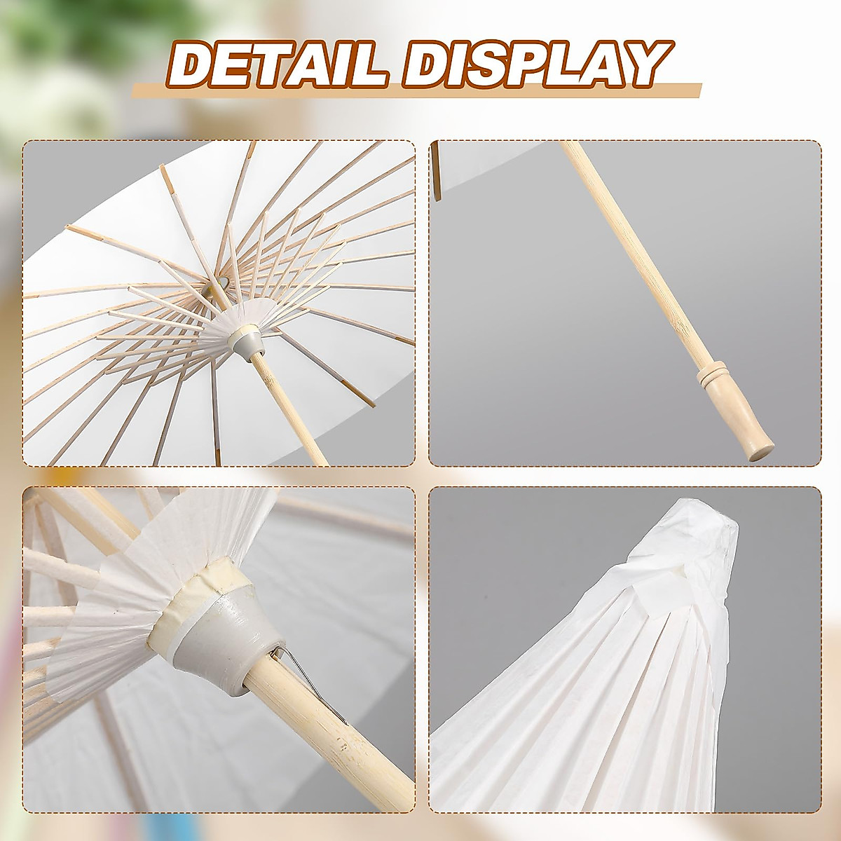Sanwuta 20 Pcs Paper Umbrella 23.6'' Paper Parasol DIY Decorative Gift Chinese Umbrella for Wedding Christmas Props(White)