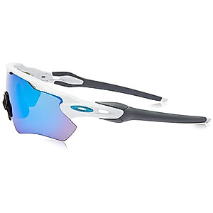 Oakley Men's OO9208 Radar EV Path Rectangular Sunglasses, Polished White Grey/Prizm Sapphire, 38 mm