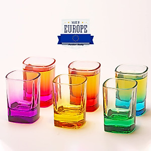 The Buybox - 6 Pieces Colored Shot Glass Set, 1.75oz Heavy Mini Base Shot Glass Set, Colored Shot Glasses Bulk, Tequila Cups Small Glass, Shot Glasses for Whiskey, Tequila, Vodka & Liquors (6)