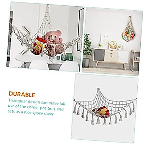 Veemoon Triangular Net Bag Decor Stuffed Sloth Plush Nursery Holder Net Corner Hammock Organizer Dirty Clothes Storage Hammock Wall Hanging Net Display Net
