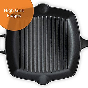 BK Bourgogne Enameled Cast Iron Induction Nonstick Grill Pan, PFAS Free, Dishwasher Safe, Jet Black