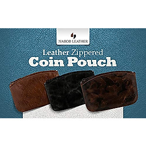 Genuine Leather Large Coin Purse for Women, Change Purse Zipper Wallet For Men Size 5x3 U.S.A. Made By Nabob Leather