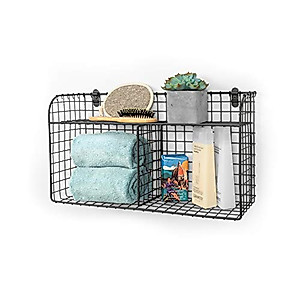 Spectrum Diversified Vintage Double Bin with Shelf Wall Mount Storage Industrial Gray