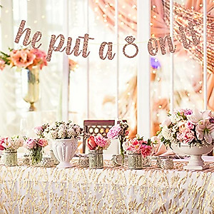 He Put a Ring On It Banner, Rose Gold Glitter Engagement Bunting, Wedding Bride Shower Party Decór Supplies