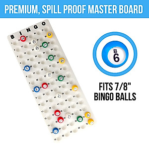 Regal Bingo Professional Bingo Game Set with 11" Wheel Cage, 75 Bingo Balls, Master Board, 18 Bingo Cards & 25 Jumbo Reusable Cards, and Colorful Chips - Bingo Games for Adults Large Group - Red