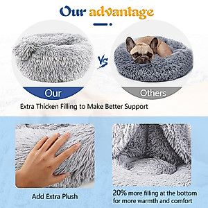 ShinHye Small Dog Bed Cat Bed Dog Bed with Blanket Plush Fluffy Hooded Dog Bed, Small Dog beds with Cover Cozy for Indoor Cats, Blanket Dog Beds Calm Anti-nxiety Dog Bed Washable