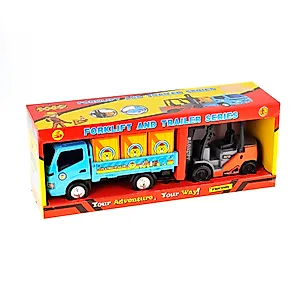 PowerTRC Forklift & Truck Play Set Friction Powered | Warehouse,Construction Pretend Toy Set, Toddler Cars Trucks | Gifts Toy Boys Ages 3-5,6,7,8,9+