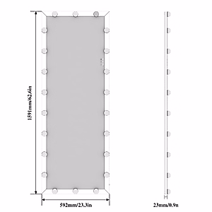 ANYHI Full Length Mirror with Lights, 63" x 24" Full Lenth Vanity Mirror, 22 LED Bulbs, 3 Color Lights, Dimmable, Aluminum Thick Frame, for Dressing Makeup, Straight-Waist Design, Black