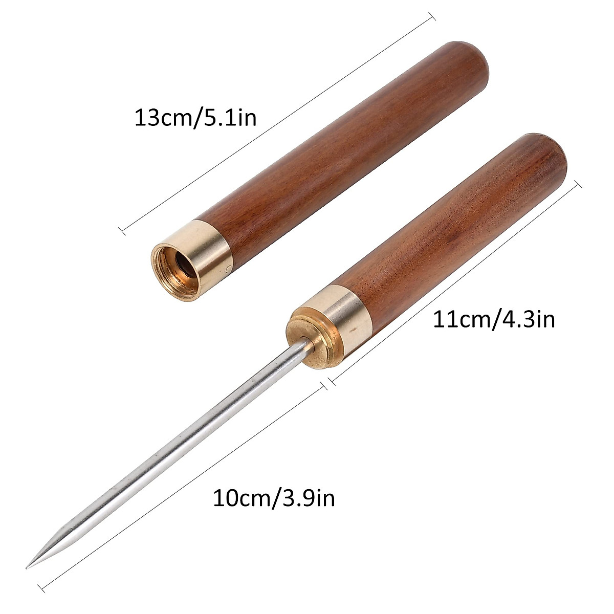 2 Pack 9"Ice Picks,Sturdy Stainless Steel Ice Picks For Breaking Ice with Safety Cover,Non-slip Wooden Handle For Kitchen,Bars,Bartender,Camping (RoseWood)