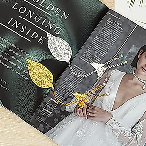 2 Pack Bookmarks Metal, Leaf Bookmarks with Pendant, Gifts for Adults and Kids,Perfect Kids Office School Reading and Gifts and Collections(Water Droplets)