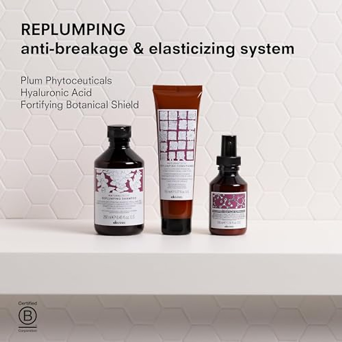 Davines Naturaltech REPLUMPING Shampoo, Gentle Cleasning To Add Hydration, Elasticity And Protection, Add Fullness, 8.45 fl. oz.