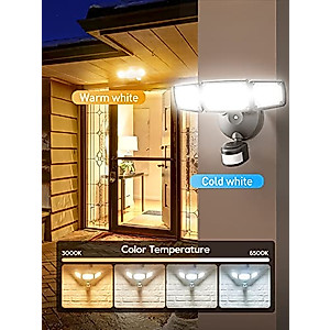 Brightown Motion Sensor Outdoor Lights with Remote, 40W 4500LM Dusk to Dawn Security Lights 3 Mode Adjustable, 3000K-6500K White Warm Colour Adjustment, IP65 Waterproof Flood Light for Home