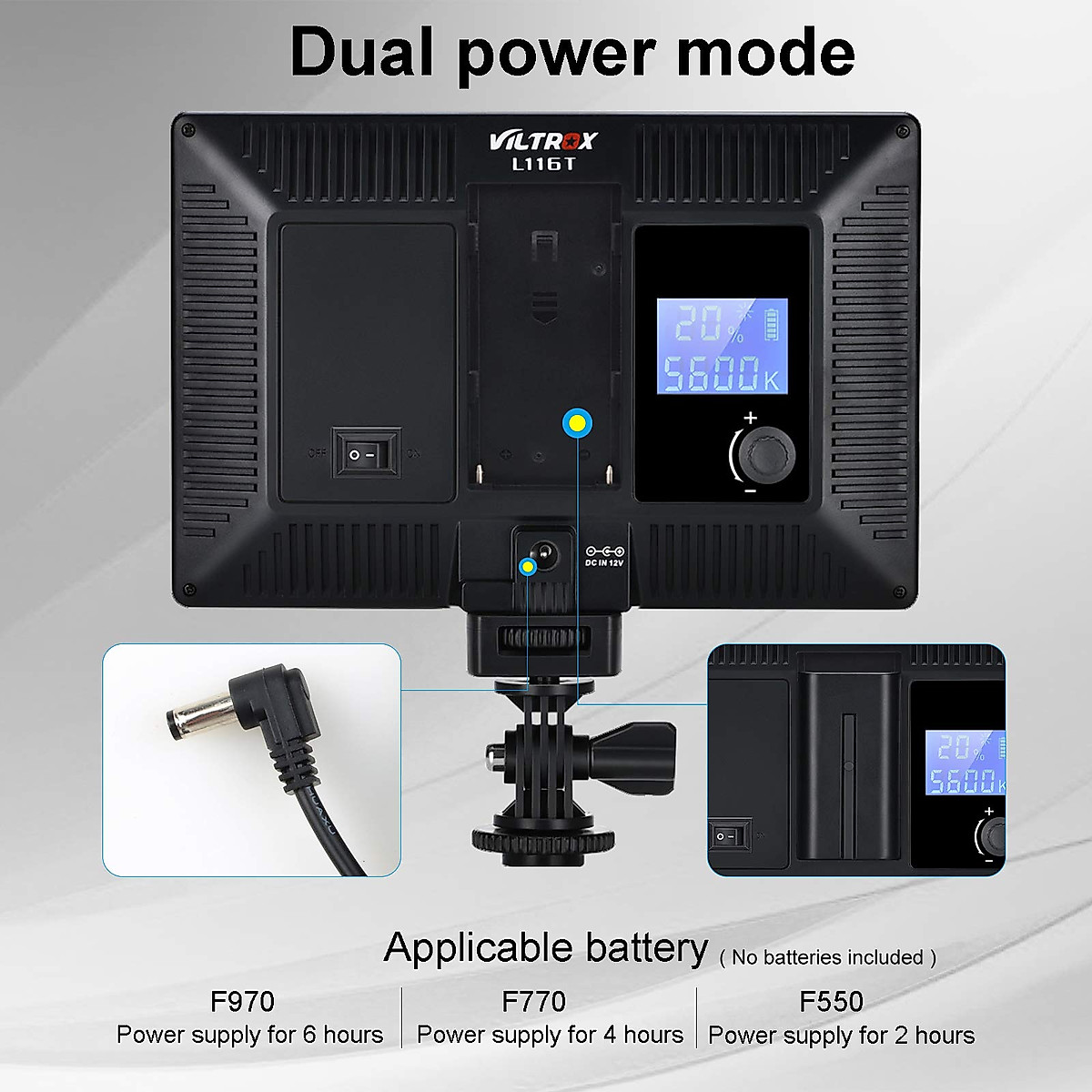 VILTROX 2 Sets Photography LED Video Light Lamp with Bi-Color 3300K-5600K, HD LCD Display Screen, CRI 95 for DSLR Table Photo Studio with Tripods Ultra-Thin Panel Camera Light for Video YouTube
