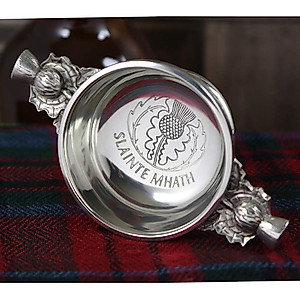 English Pewter Company Slainte Mhath Celtic Pewter Scottish Quaich Whisky Tasting Bowl Loving Cup [PQ532-2.5]
