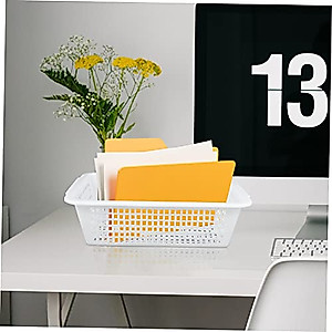 Tofficu 2pcs Storage Basket Document Letter Tray Plastic Folder Paper Storage Organizer Multifunctional File Basket Desk Tray Plastic Basket Tray Folder Basket Barbecue Desktop White Abs